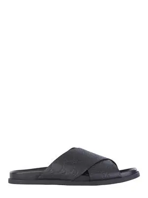 Gucci Embossed Calf Skin Sandals - Brown