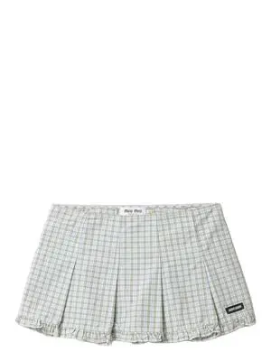 Miu Miu Pleated Plaid Skirt - Green