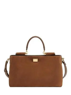 Dolce & Gabbana Medium Vittoria Suede Top Handle Bag - Brown