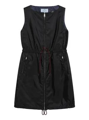 Prada Sleeveless Re-nylon Dress With Drawstring Waist - Black