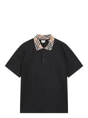 BURBERRY Burberry Dark Grey Polo Shirt With Check Collar Men