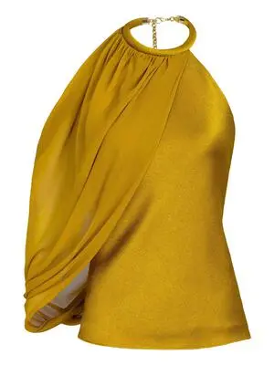 Silvia Tcherassi Milka Silk-blend Draped Top - Yellow