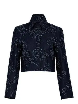 Silvia Tcherassi Zulma Embroidered Cotton-blend Jacket - Navy