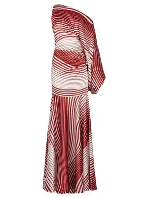 Silvia Tcherassi Noy Silk Maxi Dress With Draped Detail And Stripes - Multi
