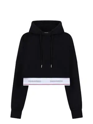 Dsquared2 Cropped Logo Hoodie - Black