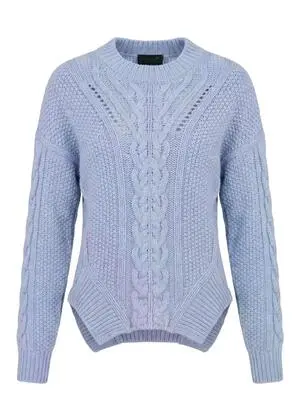 DONDUP Cable Knit Crew Neck Sweater - Blue