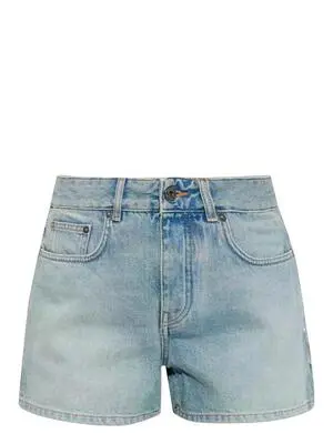 Off-White Embroidered Denim Shorts - Blue