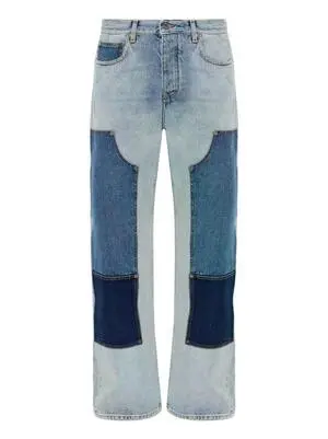 Off-White Patchwork Straight-leg Jeans - Blue