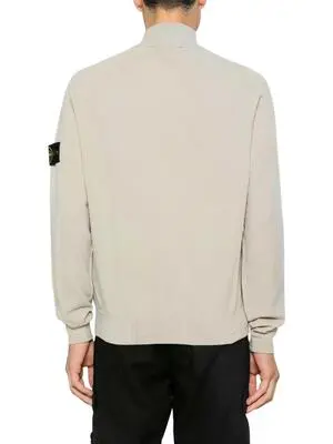 Stone Island Logo-patch Zip-neck Sweater - Neutrals
