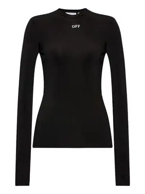 Off-White Logo Print Long Sleeve Top - Black