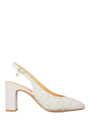 Michael Kors Piper Logo-print Block Heel Slingbacks - White