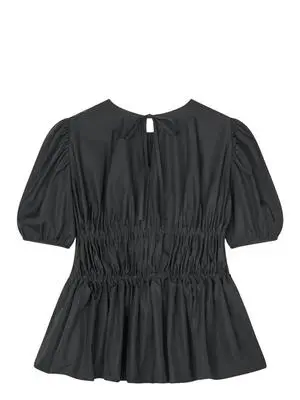 Cecilie Bahnsen Freya Blouse With Puff Sleeves And Drawstring Waist - Black