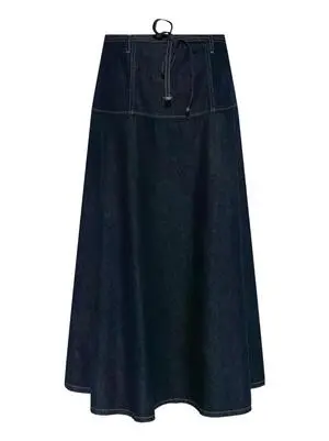 SAMSOE SAMSOE Drawstring Midi Skirt - Blue