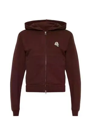 Moncler Logo-patch Zip-up Hoodie - Brown