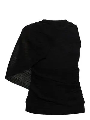 Balmain Asymmetric Pleated One-shoulder Blouse - Black