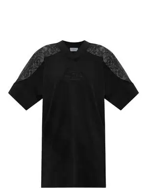 Off-White Floral-lace Panel T-shirt - Black