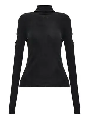 Off-White Cut-out High Neck Long Sleeve Top - Black