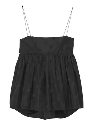 Cecilie Bahnsen Veronica Floral-jacquard Bow Sleeveless Blouse - Black