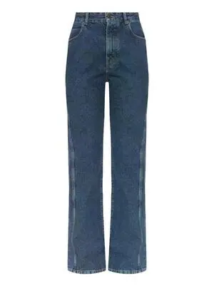 Balmain Logo Embroidered Straight-leg Jeans - Blue