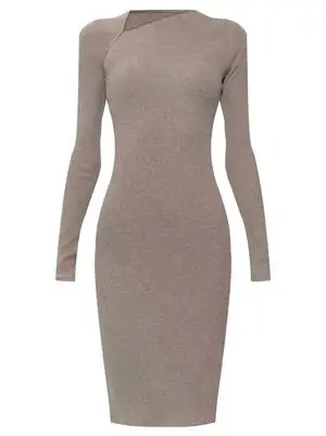MAISON MARGIELA Asymmetric Neck Ribbed Knit Dress - Neutrals