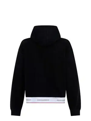 Dsquared2 Logo Tape Relaxed Fit Hoodie - Black