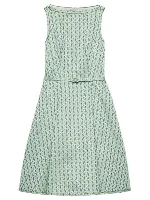 Prada Sleeveless Floral Print Fit And Flare Dress - Green