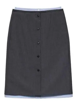 Prada Light Mohair And Chambray Skirt - Grey