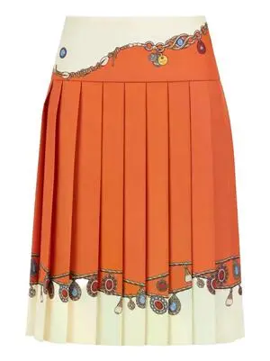 Versace Stolen Jewels Silk Midi Skirt - Orange