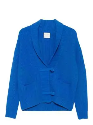 FORTE_FORTE Ribbed-knit Cardigan - Blue