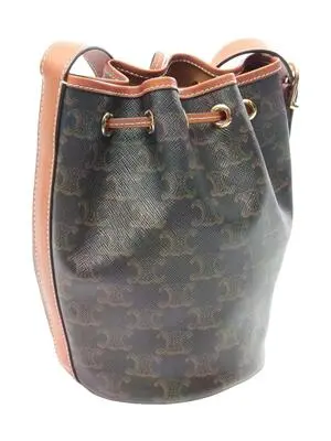 Celine Small Triomphe Drawstring Bucket Bag - Black