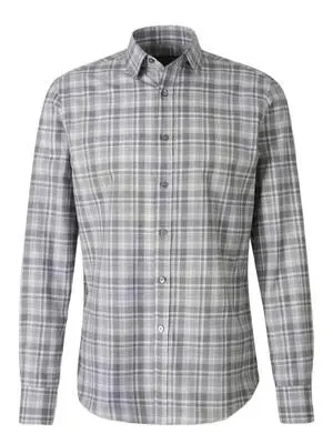 Canali Cotton Plaid Shirt - Grey