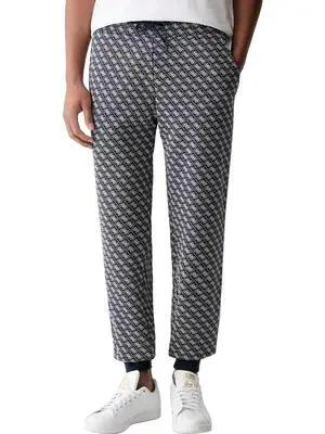 Guess Monogram-print Side-stripe Track Pants - Blue