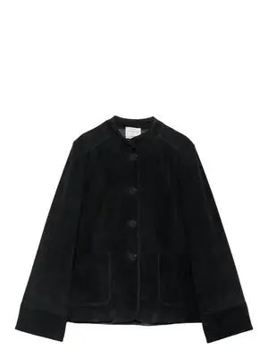 FORTE_FORTE Suede Mandarin-collar Jacket - Black