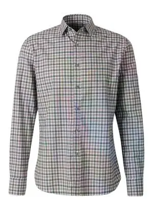 Canali Cotton Plaid Shirt - Neutrals
