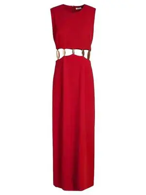 Simkhai Isadora Embellished Crepe Gown - Red