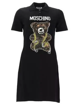 Moschino Teddy Bear Intarsia Knit Mini Dress - Black