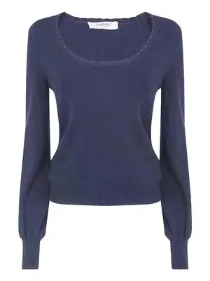 TWINSET Scalloped-edge Fine-knit Sweater - Blue