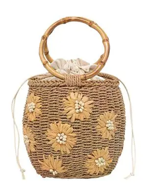 HOSS INTROPIA Norma Floral Appliqué Bamboo Handbag