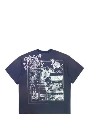BOREDOM KILLS Graphic-print Distressed T-shirt - Blue