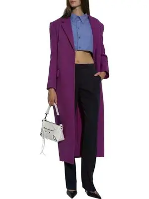 Balenciaga Cropped Shirt With Classic Collar And Long Sleeves - Blue