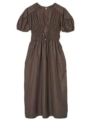 Cecilie Bahnsen Betsy Smocked Midi Dress - Brown