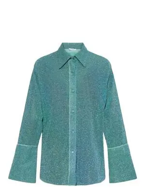 Oseree Glitter-effect Long Sleeve Shirt - Blue