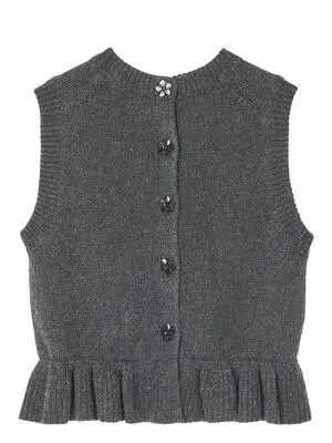 Cecilie Bahnsen Bill Ruffled Knitted Vest - Grey