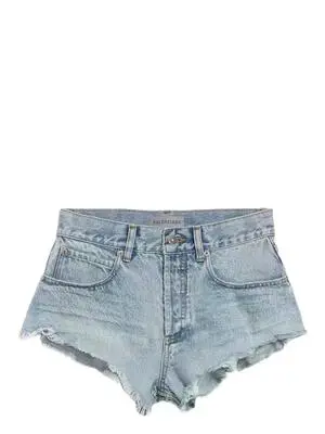 Balenciaga Balenciaga Distressed Frayed Edge Denim Shorts Blue