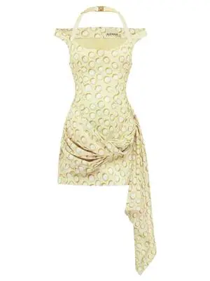 ALEMAIS Alemas Paula Polka-dot Draped Mini Dress - Neutrals