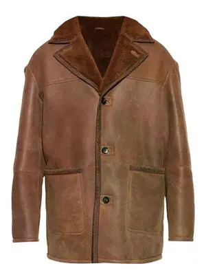 Etro Shearling-lined Coat With Paisley Trim - Brown
