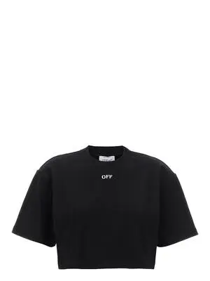 Off-White Off-White Black Off Stamp Cropped T-Shirt Black