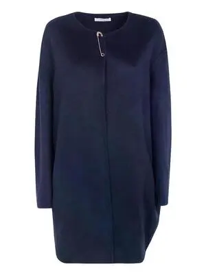 Liviana Conti Wool Coat With Safety Pin Fastening - Blue