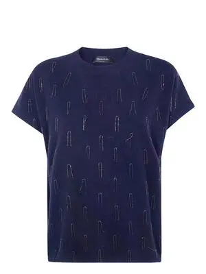 Fabiana Filippi Bead-embellished Short-sleeve T-shirt - Blue