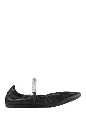 JIMMY CHOO Jade Ballerina With Crystal Embellishment - Black